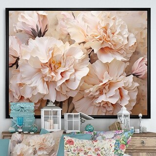 Designart "Beige Carnations Arrangement I" Carnations Framed Canvas ...