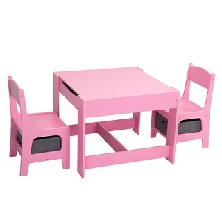 Wooden Children 3 Pieces Activity Play Table Set,Pink - Bed Bath ...
