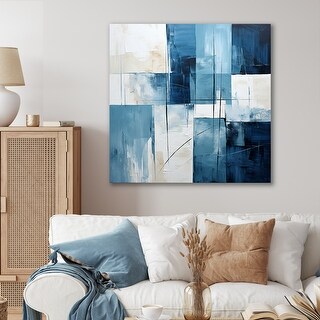 Designart "Nautical White And Blue Geometry Shapes III" Abstract ...