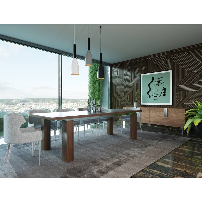 Modrest Maxi Modern Walnut & Stainless Steel Dining Table - Overstock ...
