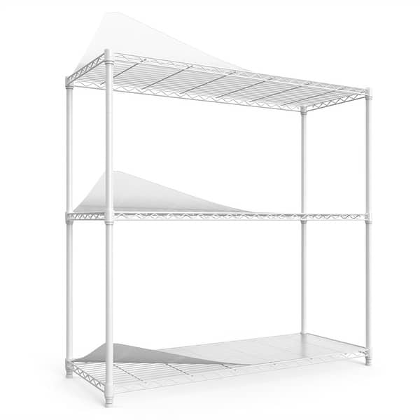 6 Tier Shelf Corner Wire Shelf Rack Pentagonal Shelves with Wheels ...