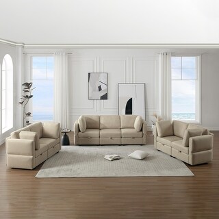Free Combinations 7 Piece Modular Sofas Set with Adjustable Arms ...