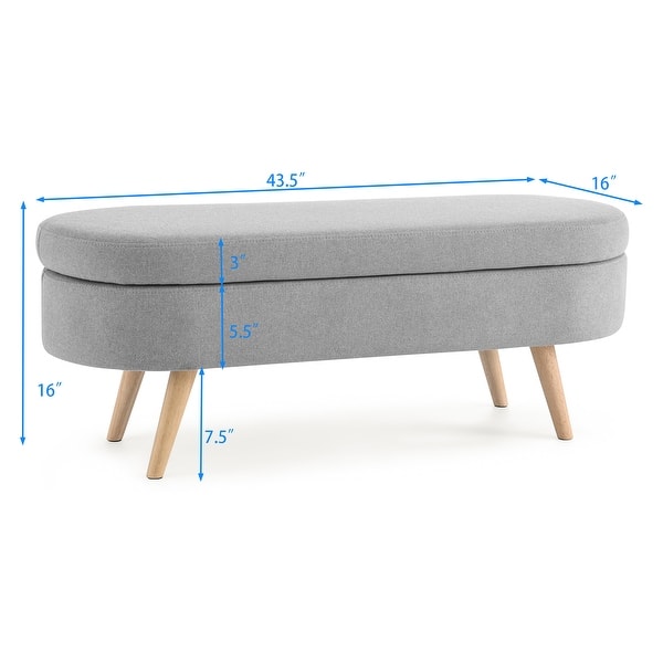 Ottoman Oval Settees Flip Top Storage Bench with Rubber Wood Legs ...