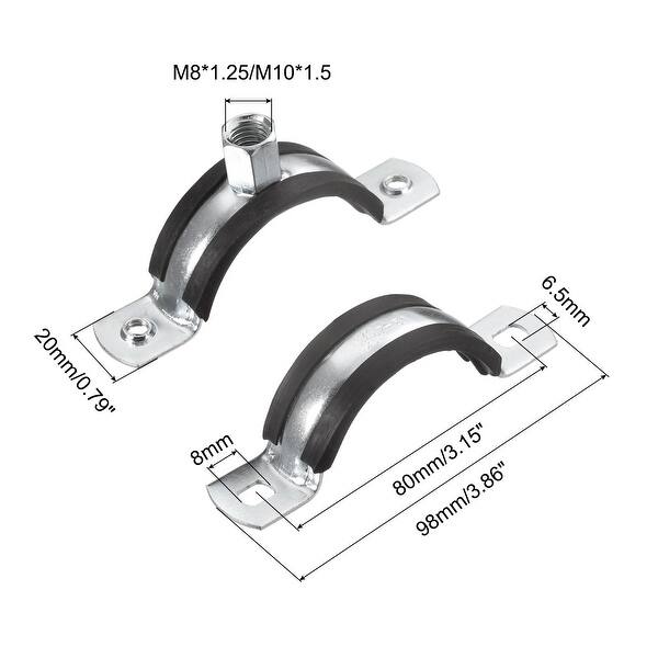 Rigid Pipe Strap Clamps, Steel Pipe Bracket Tube Clips Nut Size for ...