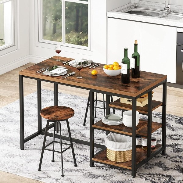 43" Wide Kitchen Island, Kitchen Counter Table with 5 Open Shelves - On ...