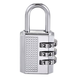 3 Digit Combination Lock Resettable Padlock Zinc Alloy Silver Tone ...