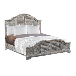 Lexington Shutter Wood King Panel Bed in Vintage White Multicolor - Bed ...