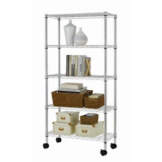 5 Shelf Wire Shelving Rack with Casters - Chrome - Bed Bath & Beyond ...