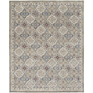 5' X 8' Taupe Ivory And Red Wool Patchwork Tufted Handmade Stain ...