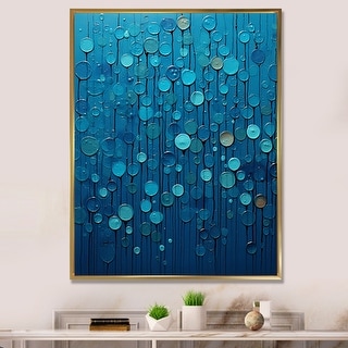 Designart "Abstract Rainy Blue Collage" Abstract Shapes Framed Wall Art ...