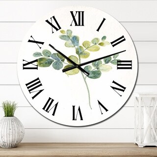 Designart 'Eucalyptus Leaves On White II' Traditional wall clock - Bed ...