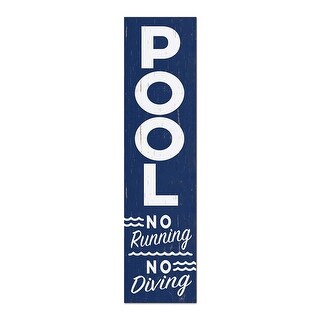 48" Blue & White"Pool No Running No Diving" Outdoor Leaning Porch Sign ...