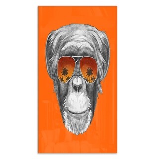 Designart 'Monkey with Mirror Sunglasses' Large Animal Metal Wall Art ...