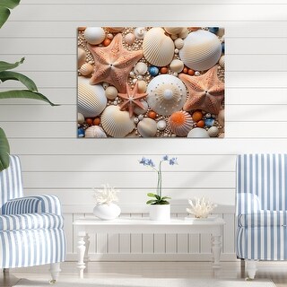 Designart "Beach Photo Seashell Collage VI" Nautical & Beach Metal Wall ...