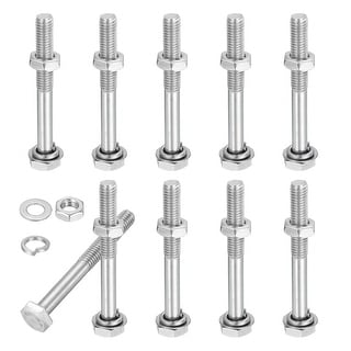 Hex Bolt with Nuts Flat Spring Lock Washers, Stainless Steel Hexagon ...