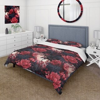 Designart "Crimson Twilight Moody Patterns I" Purple Cottage Bedding ...