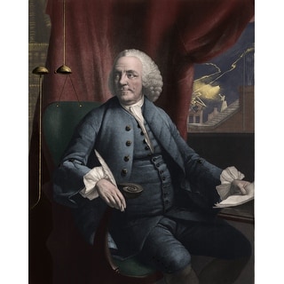 Benjamin Franklin 1706-1790 In His Study As Lightning Strikes Outside ...
