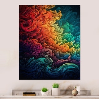 Designart "Rainbow Colored Waves II" Modern Waves Metal Wall Art - Bed ...