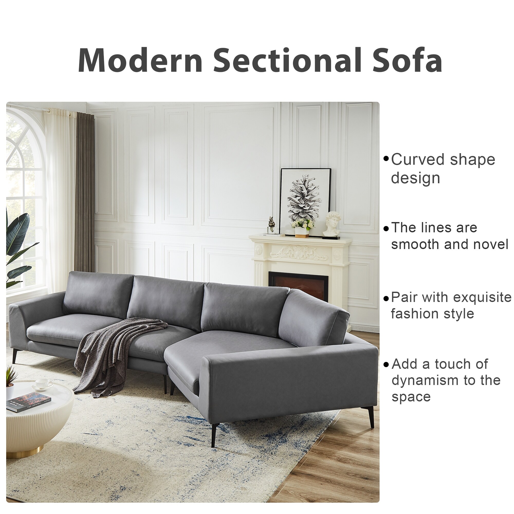 Leather sectional with wedge corner store