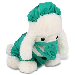 DolliBu White Poodle Dog Doctor Plush with Cute Scrub Uniform and Cap ...