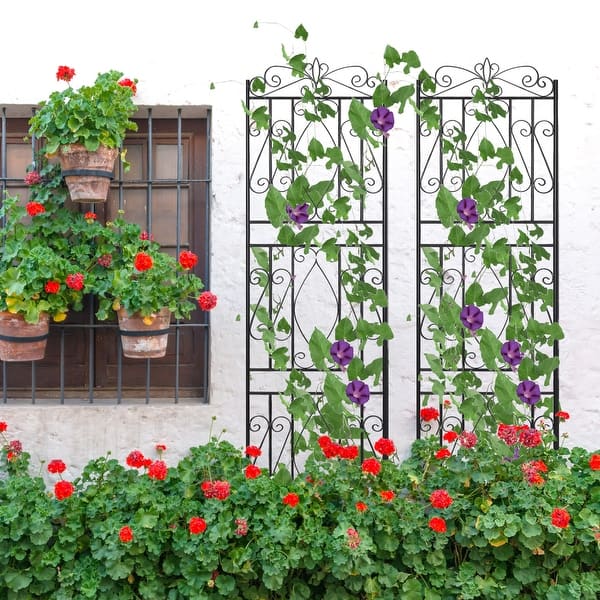 Tall Garden Flower Trellis Stake Fence 2 Pack Outdoor Yard Art Decor ...