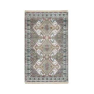 Shahbanu Rugs Ivory Shiraz Reimagined Unique Flower Rosettes Border ...