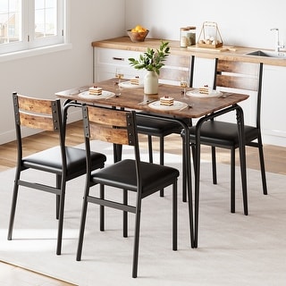4-person dining table and chair set - square table with 4 chairs - Bed ...