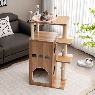 52'' Cat Tree Tower Multi-level Cat Play Center w/Deluxe Hammock - Bed ...