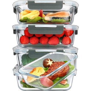 5-Packs, 36 Oz Glass Meal Prep Containers with Snap Locking Lids Glass ...