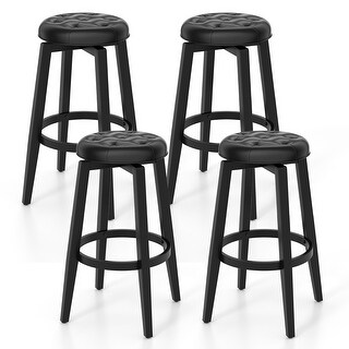 Gymax 30'' Barstools Set of 4 Upholstered Bar Height Chairs PU Leather ...