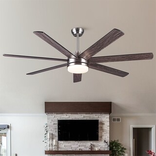 62" Integrated LED Plywood Smart Ceiling Fan with Remote Control - Bed ...