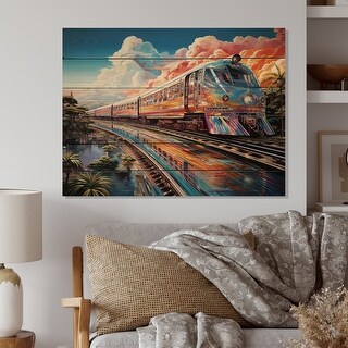 Designart "Rainbow Color Train 1950S II" Transportation Print on ...