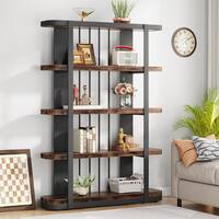 5-Tier Industrial Bookshelf, Heavy-Duty Bookcase and Bookshelves with ...