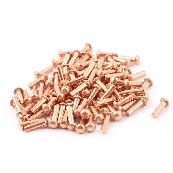 100 Pcs 1/8" x 25/64" Round Head Copper Solid Rivets Fasteners - Copper ...