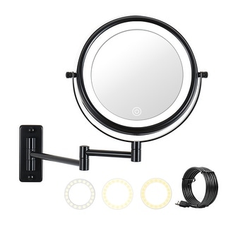 Wall Mounted Lighted Magnifying Mirror 10X Makeup Mirror 3 Color Mode ...