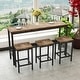 Counter Height Extra Long Dining Table Set with 3 Stools Pub Kitchen ...