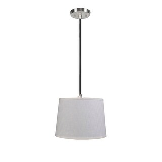 Aspen Creative 1-Light Fabric Lamp Shade Hanging Pendant, Off White - SATIN NICKEL - SATIN ...