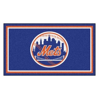 3' x 5' Blue and Orange MLB New York Mets Rectangular Plush Area Throw ...