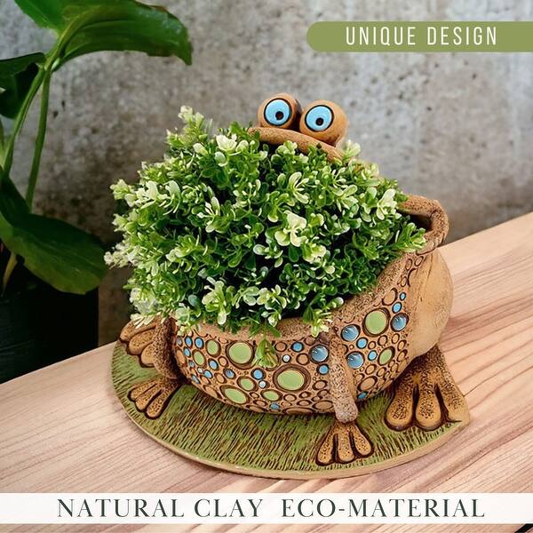 Golden Ceramics Frog Ceramic Handmade Flower Pot Planter - Bed Bath ...