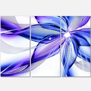 Fractal Bright Blue Flower - Floral Art Glossy Metal Wall Art - 36Wx28H ...