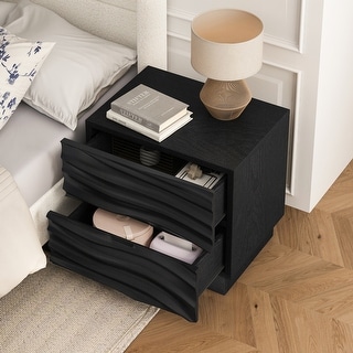 Wood Nightstand,Versatile Bedside Table,Metal Silent Sliding Rails ...