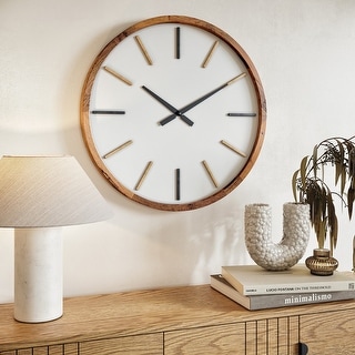 Kali Minimalistic Wood Round Wall Clock - 24"H x 24"W x 1.5"D - Bed ...