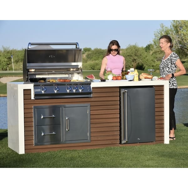 Professional Shiplap Outdoor Kitchen KoKoMo Grill With Waterfall Edge ...