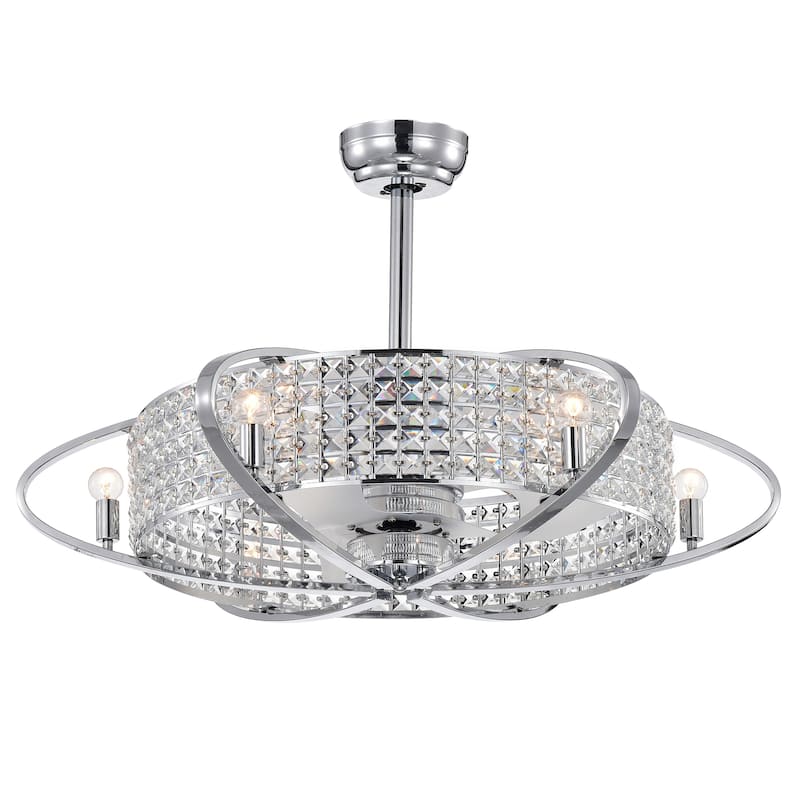 Sonome Chrome & Crystal 33-Inch Lighted Ceiling Fan (Includes Remote ...