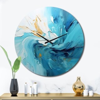 Designart "Azure Symphony I" Abstract Landscape Oversized Wall Clock ...