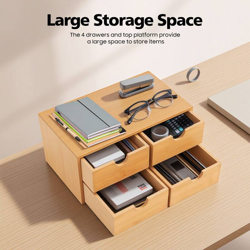Bamboo Desktop Stackable Office Home Desk Storage Box - Overstock ...