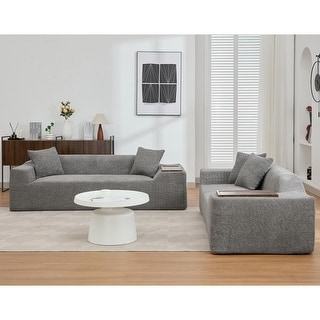 Boucle 2-Piece Sofa Set with 2-Seater, 3-Seater, and End Table Boards ...