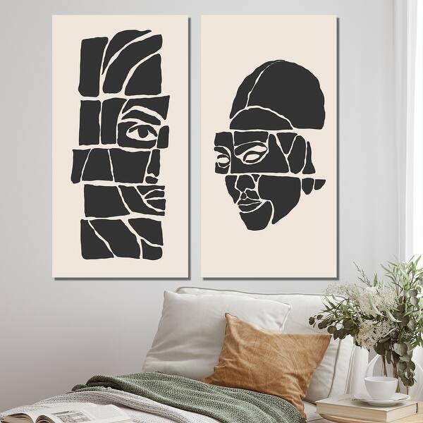 Designart 'Abstract Minimalist Woman Portrait X' Figurative Set of 2 ...