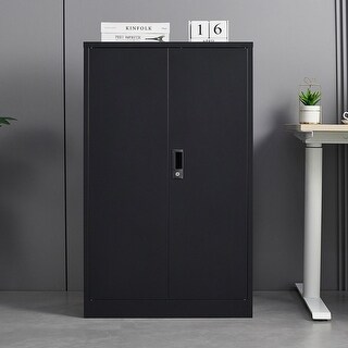 Modern Black Steel File Cabinet Storage Cabinet with 2-Doors and 3 ...