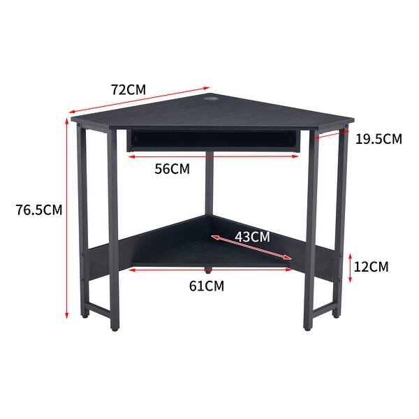 Triangle Corner Computer Desk With Keyboard Tray and Storage Shelves ...